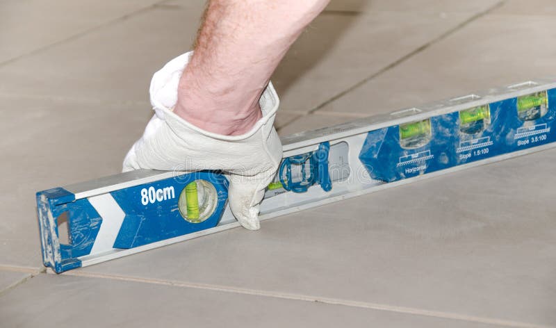 Tiler Measuring Tile before Cutting Stock Image - Image of install ...