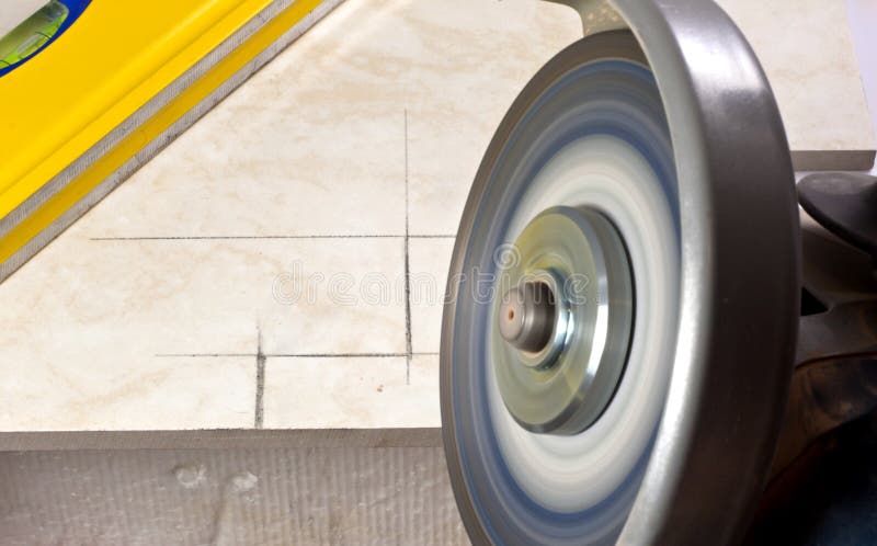 Tiler Cutting Tile Angle Grinder Stock Image - Image of grinder ...