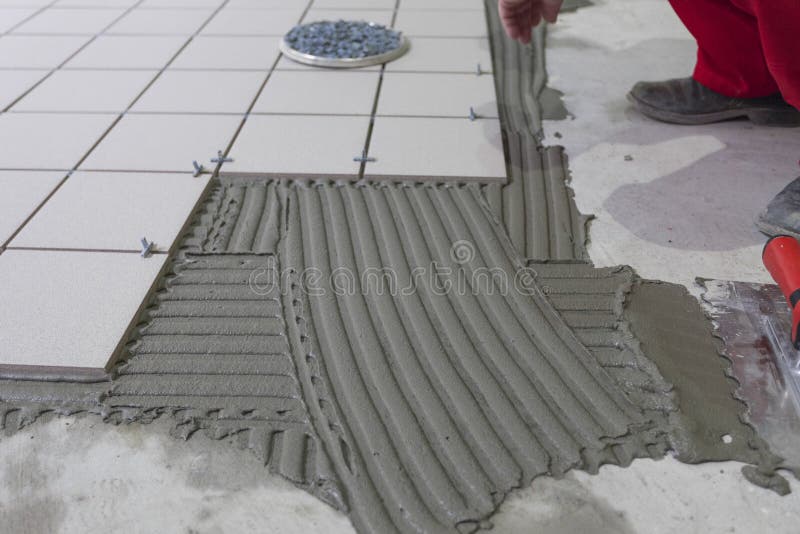 Tiler Work Bonding Floor Tile Adhesive Stock Photos - Free & Royalty ...