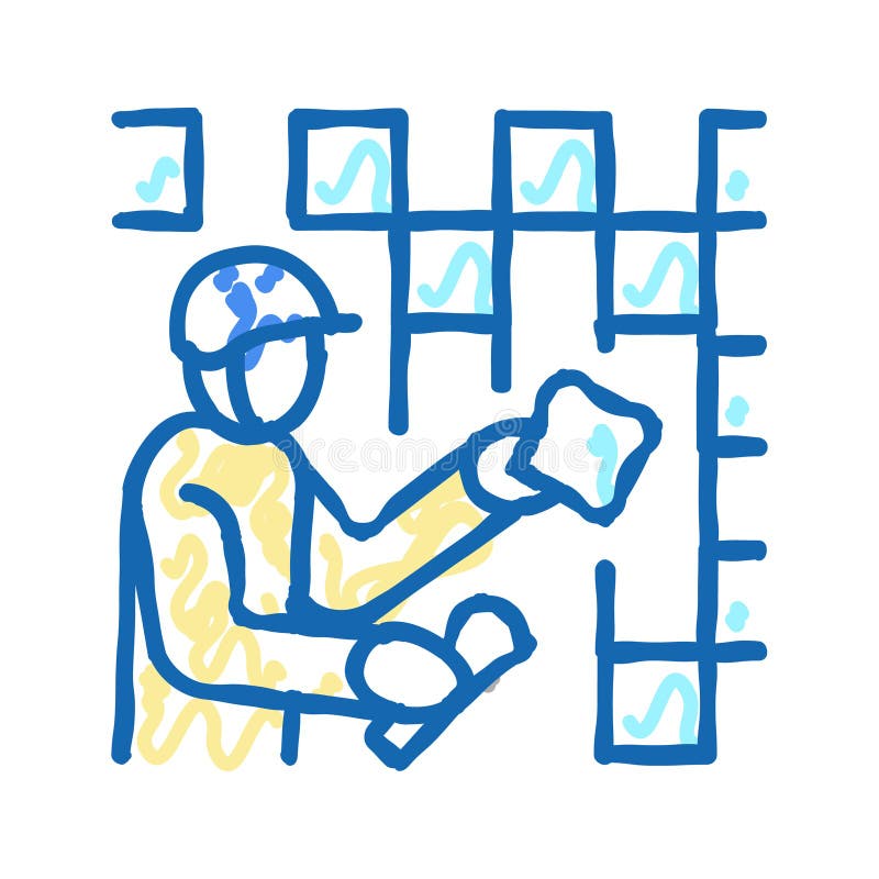Tiler Worker Icon Doodle Illustration Stock Vector - Illustration of ...