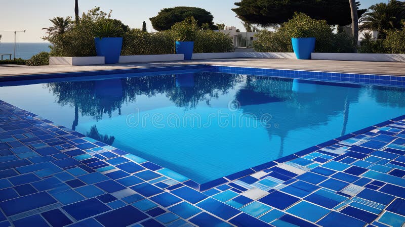 Tiles border blue stock illustration. Illustration of water - 374029972
