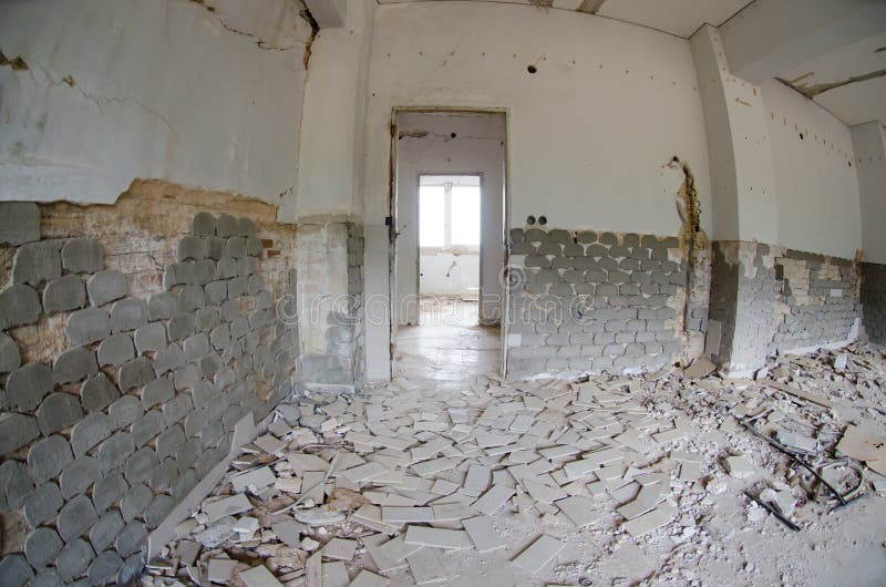 Tiles and broken walls stock photo. Image of block, cement - 77161994