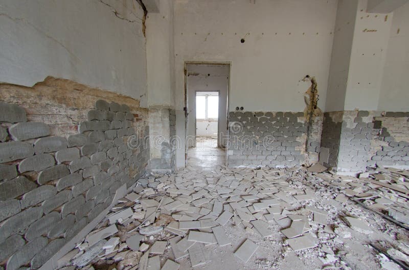 Tiles and broken walls stock photo. Image of dirty, brick - 77162604