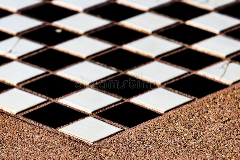 Tiles Chess Board Inlaid on a Concrete Table Stock Photo - Image of ...