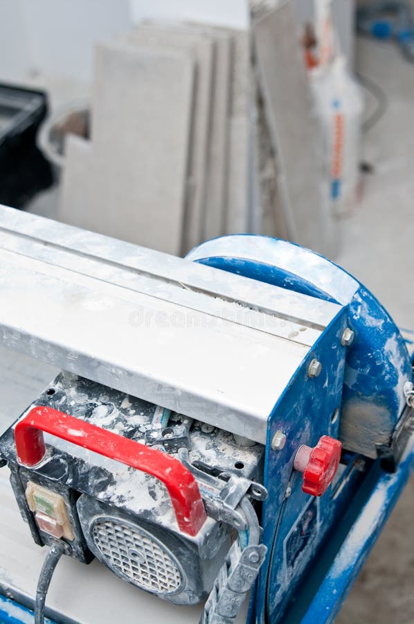 Tiles Cutting Machine Detail Stock Photo - Image of building, tiling ...