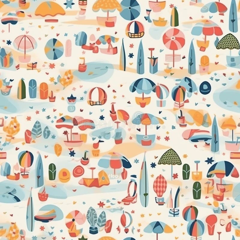 Tiles Graphic Pattern of Beach and Summer Theme for Wallpaper and ...