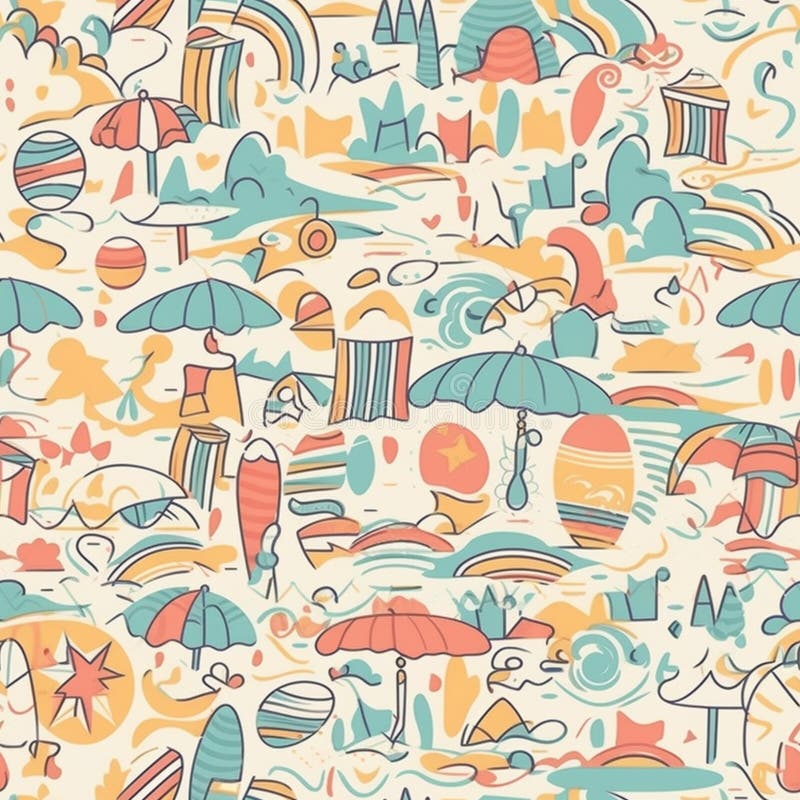 Tiles Graphic Pattern of Beach and Summer Theme for Wallpaper and ...