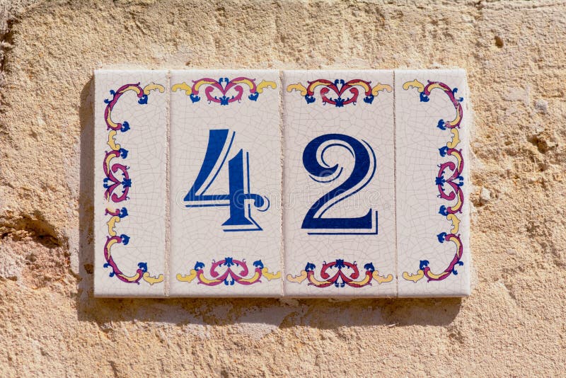 Tiles for house number 42 stock photo. Image of wall - 60711282