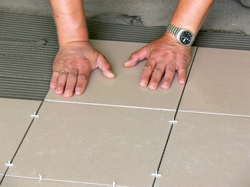 Floor tiles installation stock photo. Image of floor, hall - 3511626
