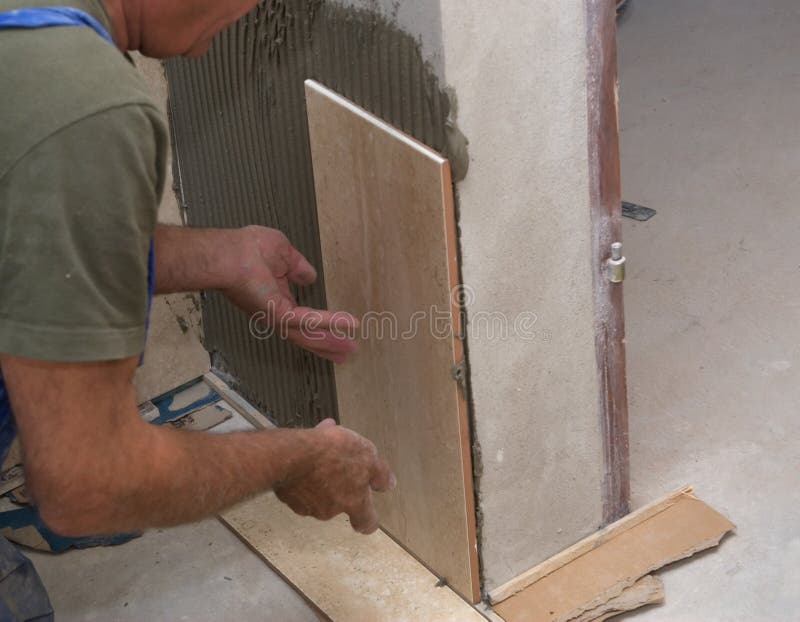 Tiles installation stock photo. Image of arrange, close - 12085744