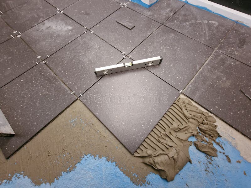 Tiles Installation Process in Progress Stock Image - Image of progress ...