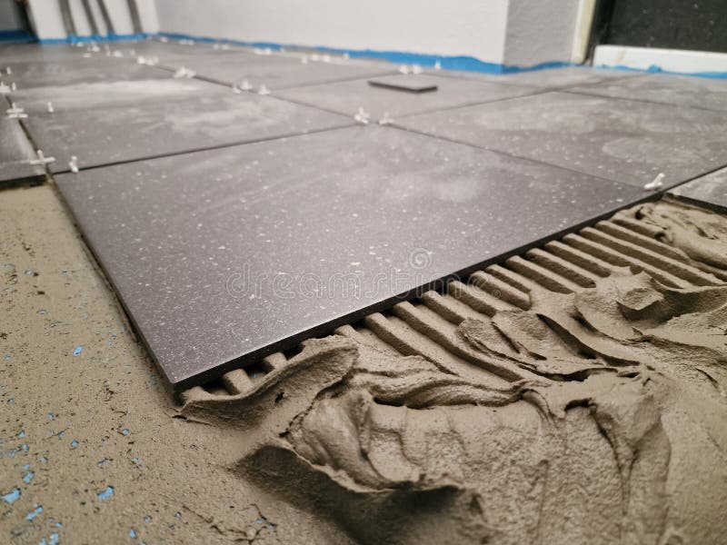 Tiles Installation Process in Progress Stock Photo - Image of ...