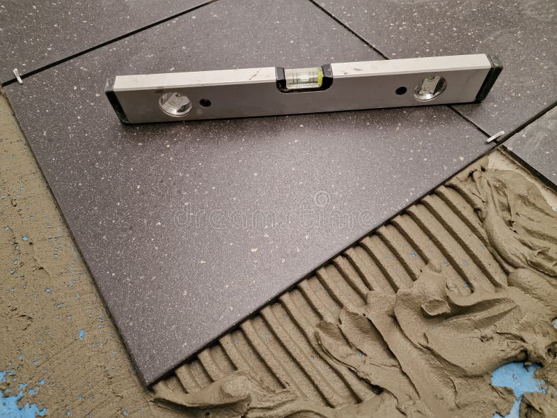 Tiles Installation Process in Progress Stock Image - Image of progress ...