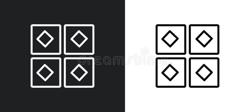 Tiles Outline Icon in White and Black Colors. Tiles Flat Vector Icon ...