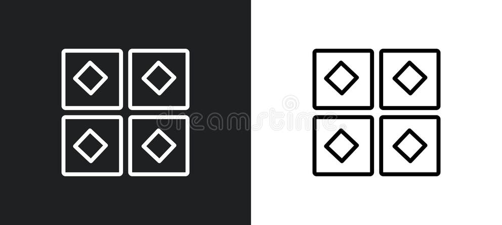 Tiles Outline Icon in White and Black Colors. Tiles Flat Vector Icon ...
