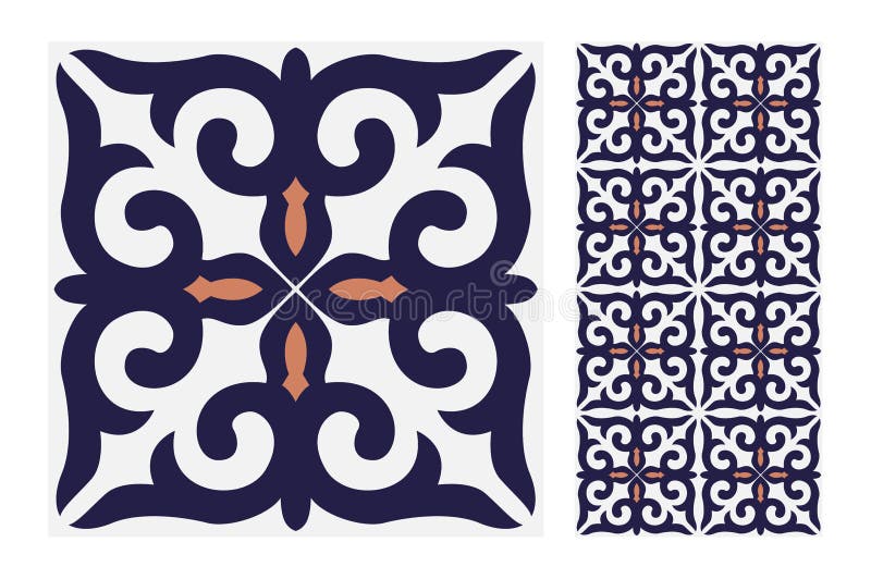Tiles Portuguese Patterns Antique Seamless Design in Vector ...