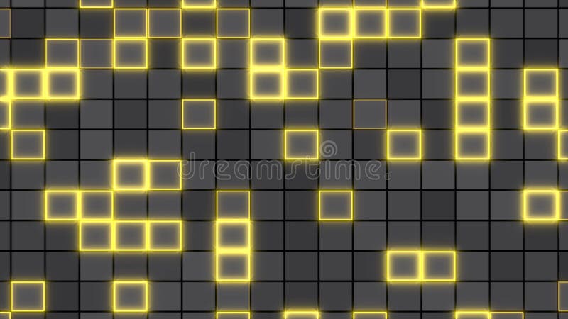 Yellow Square Pattern on Black Background Tiled Stacked Squares Design ...