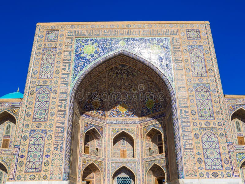 Tilla-Kari Mosque, Samarkand, Uzbekistan Stock Image - Image of blue ...