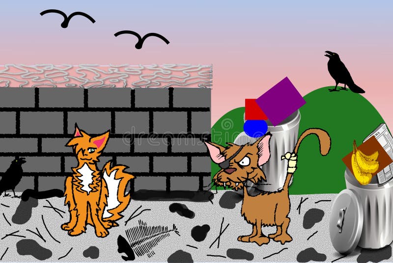 Inga Feta Katter 3: Katt I Avfall Vektor Illustrationer - Illustration ...