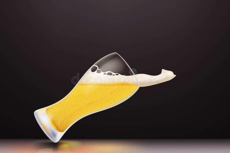 Tilt Beer Glass Lager on Dark Back Stock Vector - Illustration of drink ...
