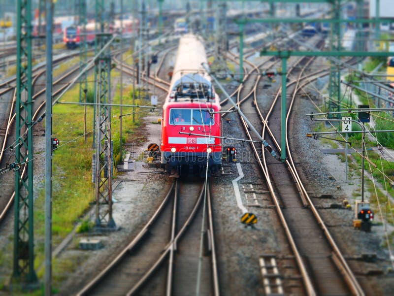 Tilt Shift Picture with Front View on a Train Editorial Photo - Image ...