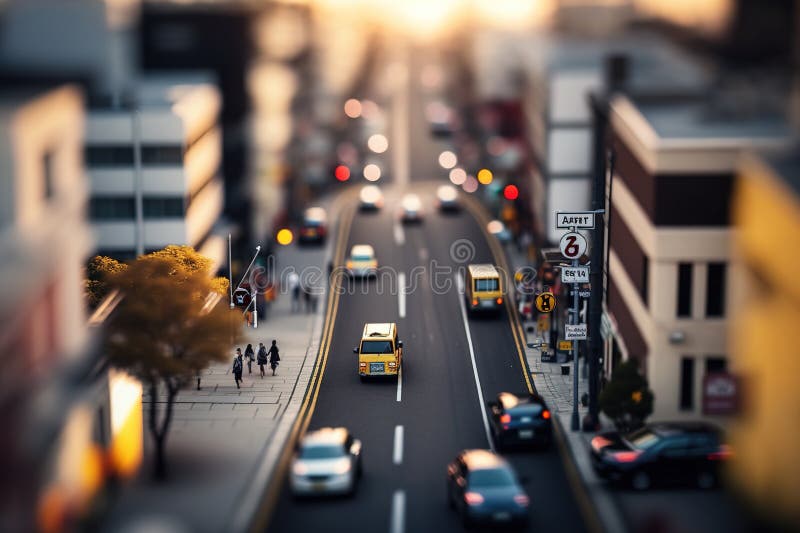 A Tilt Shift of the Streets of a Japanese City. Ai Generated Stock ...