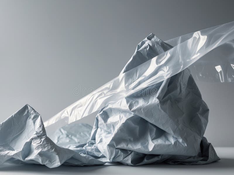 Tilted Angle Gradient Gray Plastic Wrap Overlay Backdrop Crumpled and ...