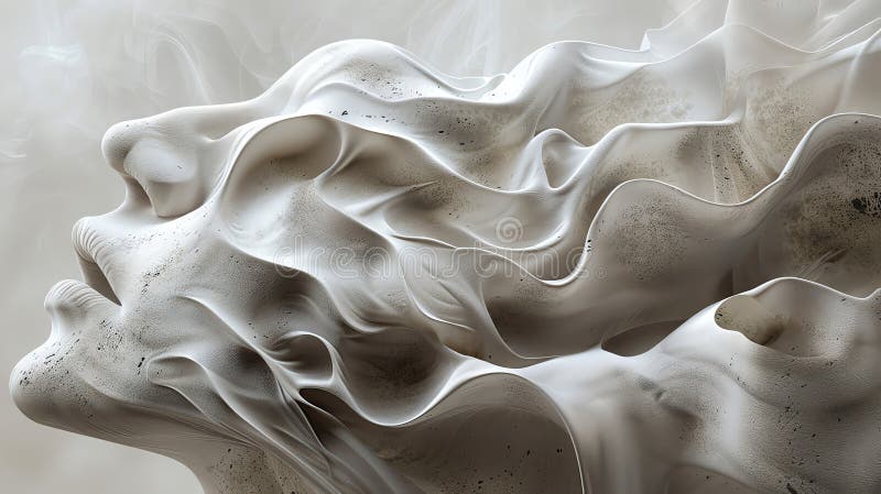 Tilted Angle View, Avant-garde Clay Sculpture of a Flowing Abstract ...