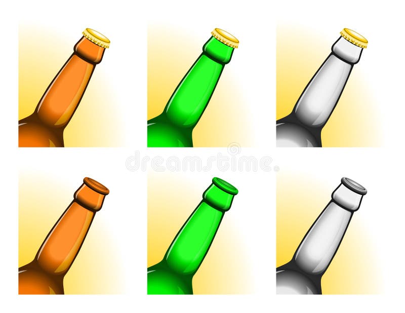 Tilted beer bottle necks stock vector. Illustration of alcohol - 67295948