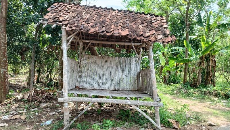 Tilted Broken Hut stock photo. Image of object, roof - 267721022