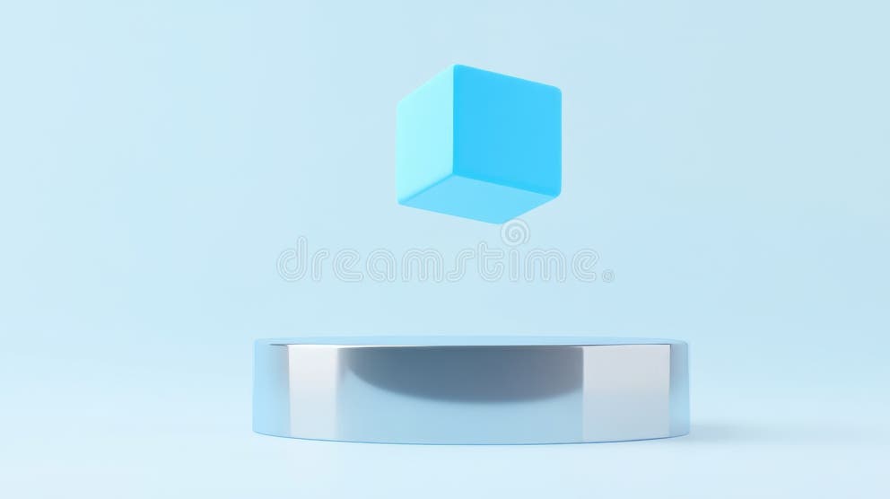 A Tilted Cube Featuring Black and Blue Tones is Being Supported by a ...