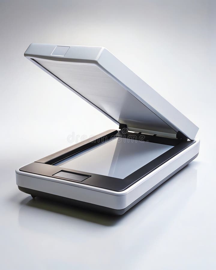Tilted Flatbed Scanner with Transparent Lid Stock Photo - Image of ...