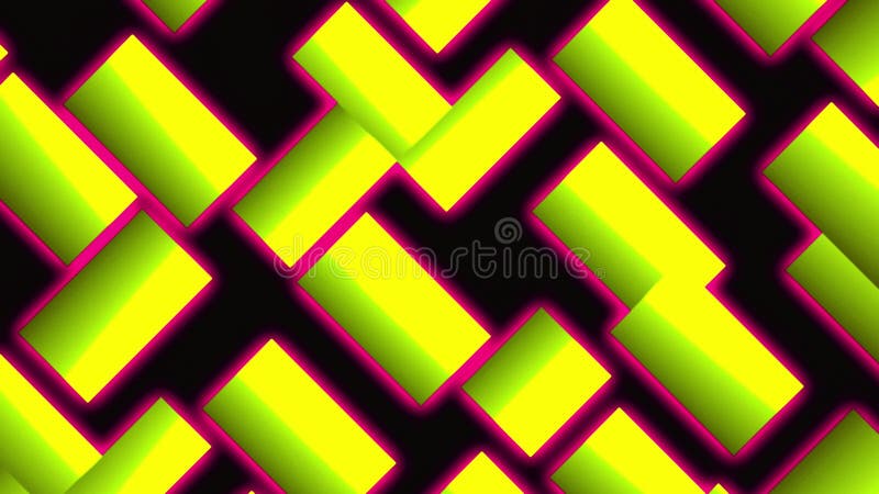 Tilted Motion Tile Rectangles Pattern in Yellow on Black Stock Video ...