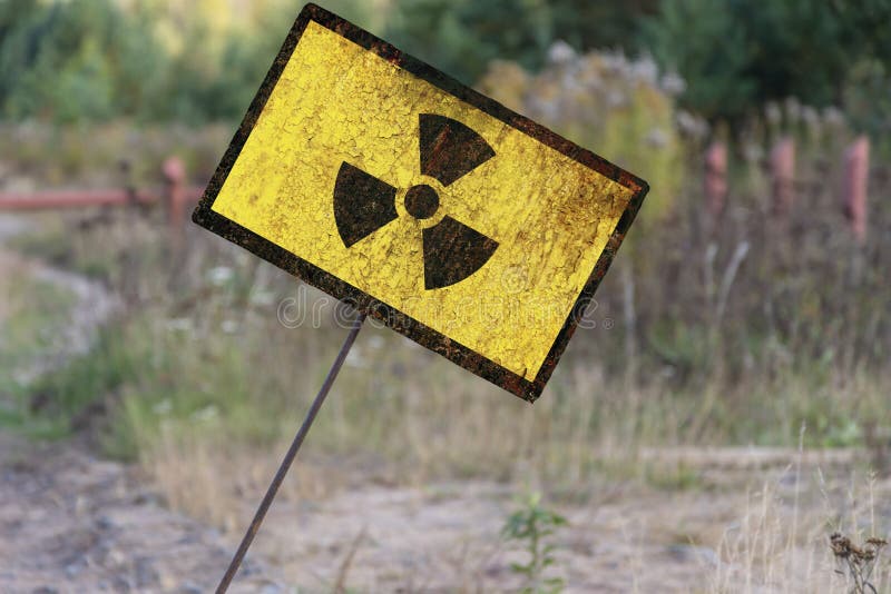 Old Textural Sign of Radiation Hazard on a White Background, Isolate ...