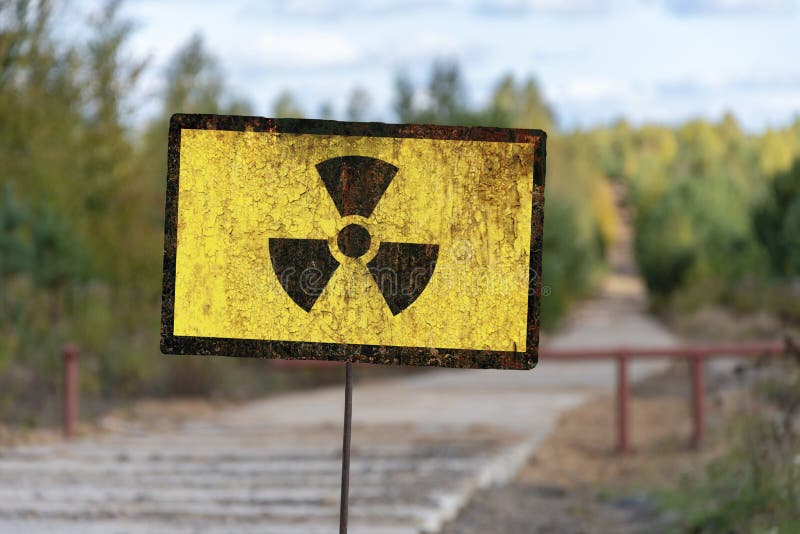 Old Textural Sign of Radiation Hazard on a White Background, Isolate ...