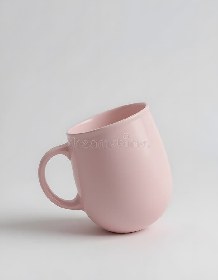 A Tilted Pink Ceramic Mug on a White Background: Minimalist Product ...