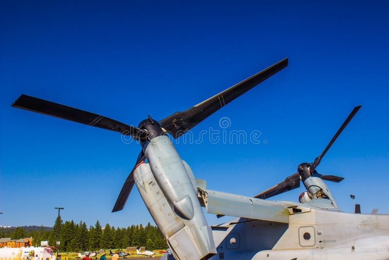 Tilted Propellers on Large Cargo Plane at Local Airshow Stock Photo ...