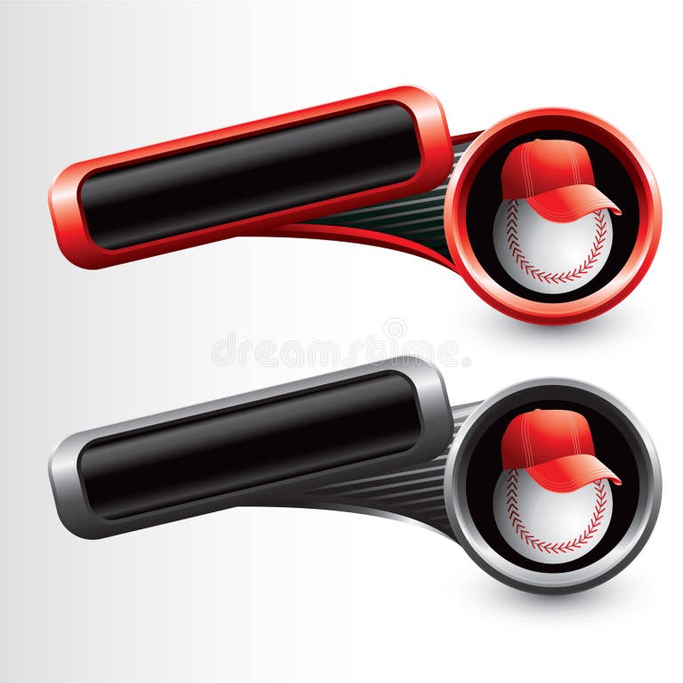 Tilted Red and Gray Banners with Baseball a Hat Stock Vector ...