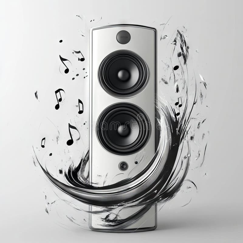 A Tilted Shot of a 3D Holographic Smart Speaker with Floating Music ...