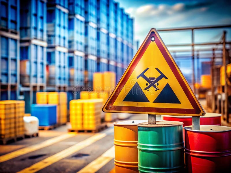 TiltShift Miniature Warning Sign Dangerous Goods a Detailed CloseUp for ...