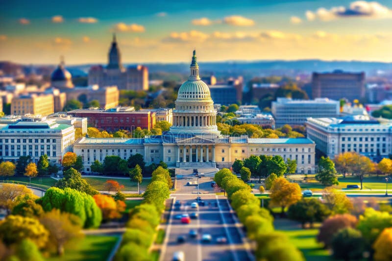 A TiltShift Perspective of the Miniature Washington DC Skyline ...