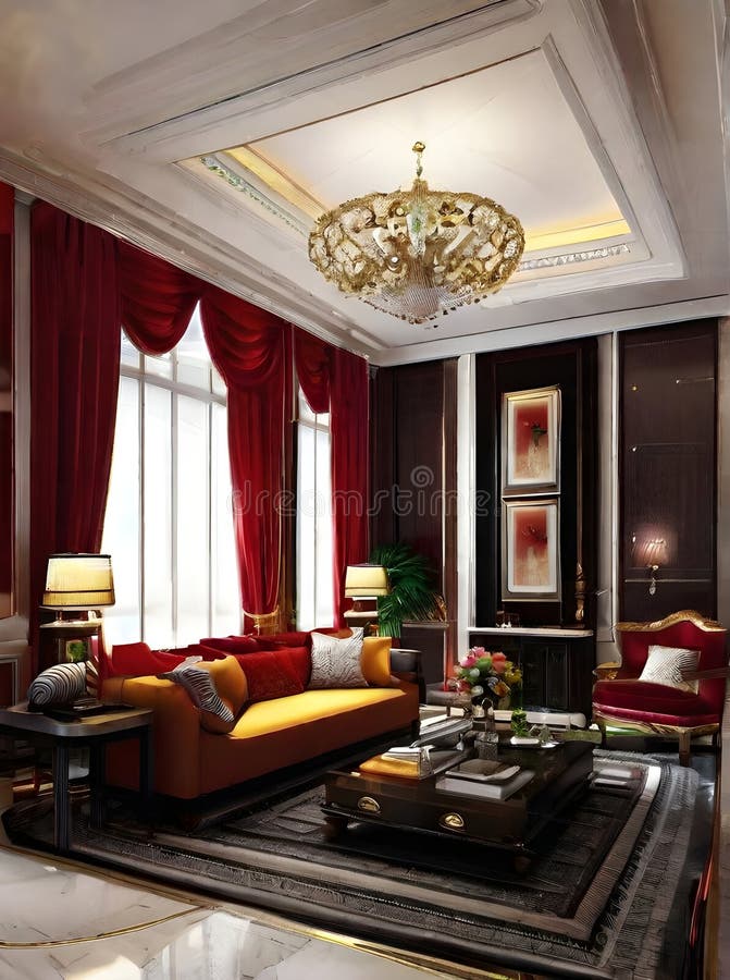 Tim Burtons Realistic Villa Interior Design. Stock Illustration ...