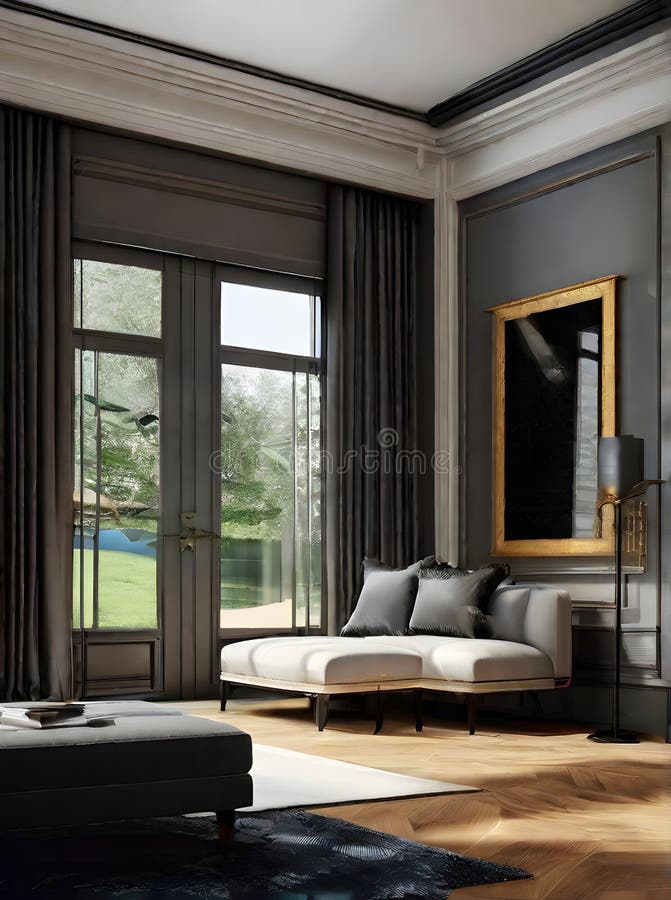 Tim Burtons Realistic Villa Interior Design. Stock Illustration ...