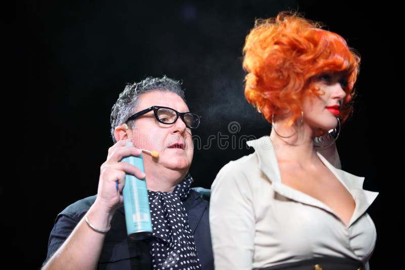 Tim Hartley Sprays Hairspray on Fire Hair of Model Editorial ...