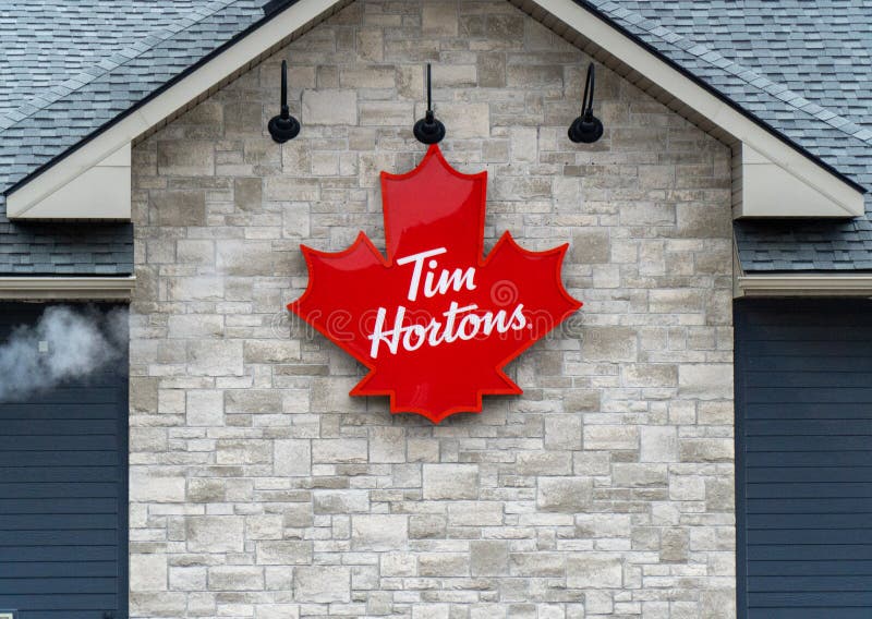 Tim Hortons Maple Leaf Logo, Huntsville, Ontario, Canada - 16 October ... Tim Hortons Maple Leaf Logo, Huntsville, Ontario, Canada - 16 October ...