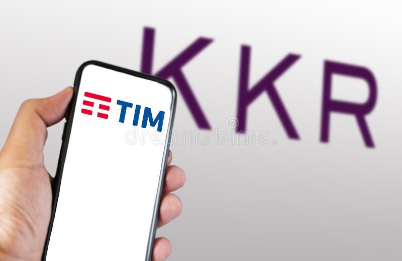 TIM and KKR Logos on Mobile Phone with Blurred Background Editorial ...