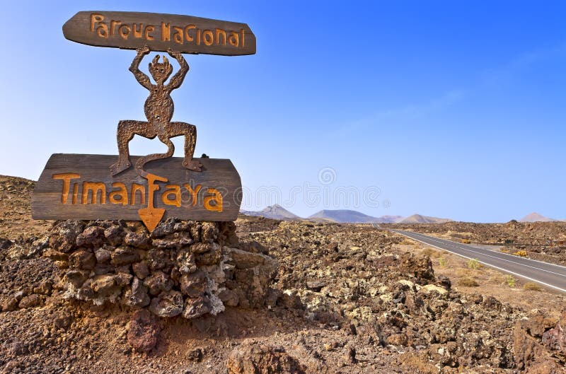 Timanfaya National Park Sign in Lanzarote Stock Image - Image of fuego ...