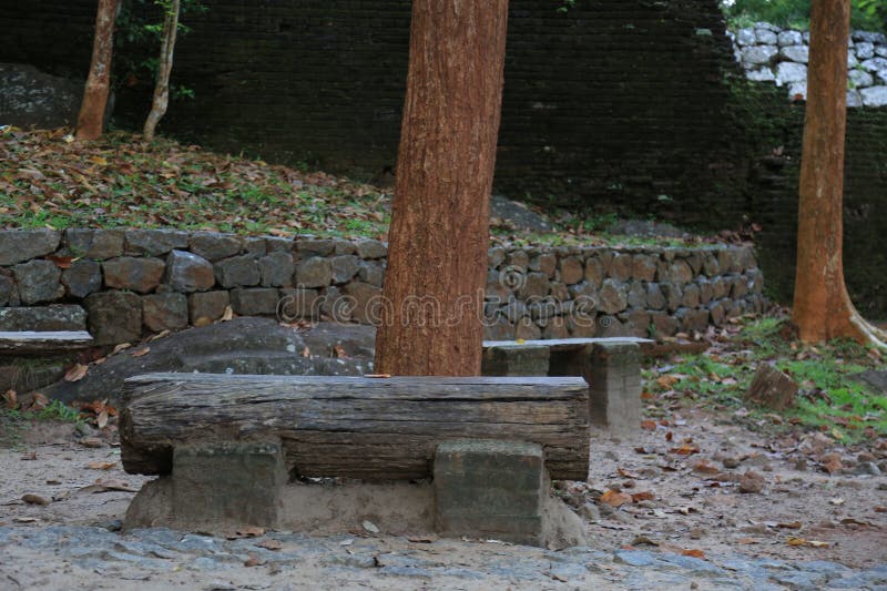 Timber Bench in a Rock Garden Stock Image - Image of sculpture, temple ...