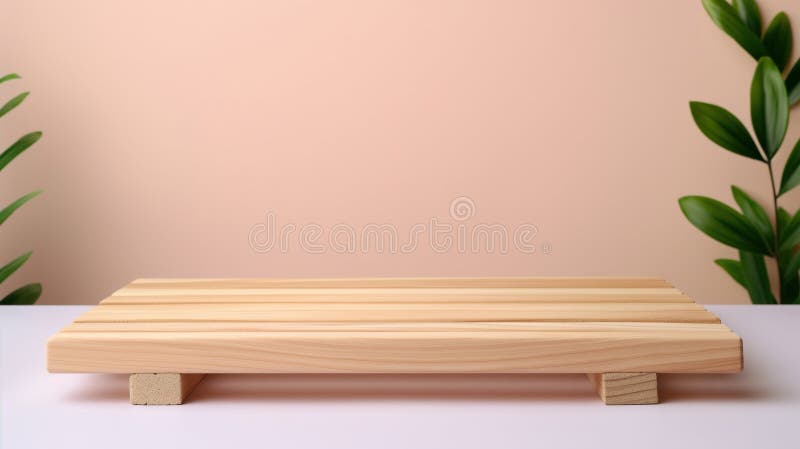 Timber Board Stand with Branches Banner Background Copy Space, Ai ...