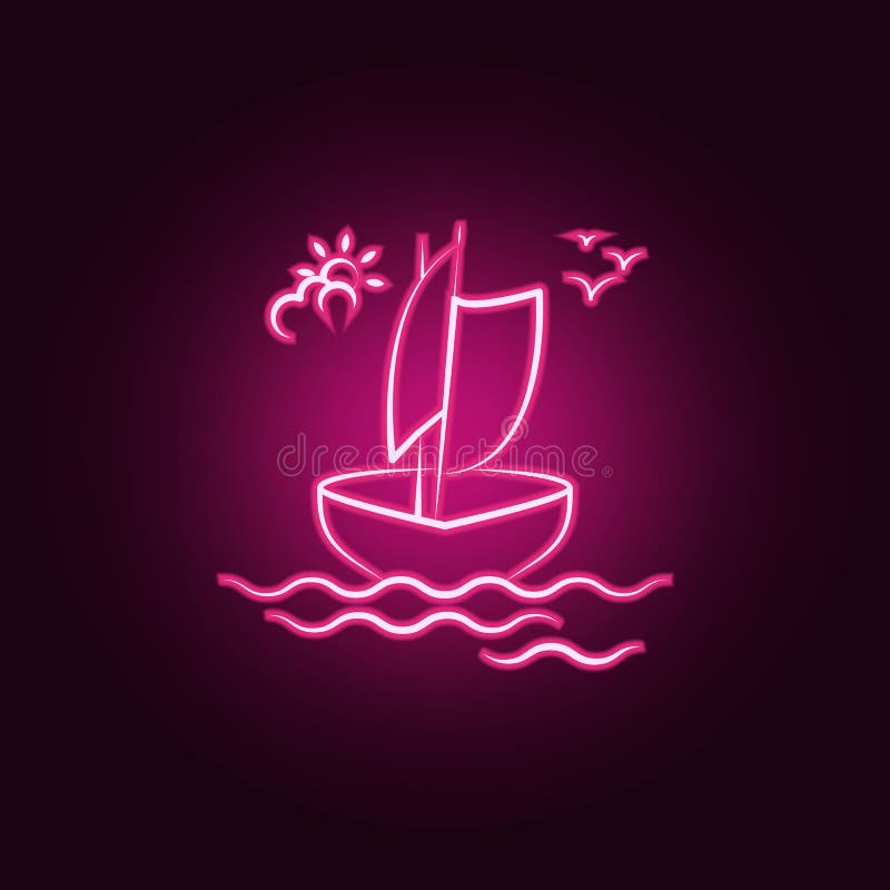 Timber Boat Neon Icon. Elements of Travel Set Stock Illustration ...